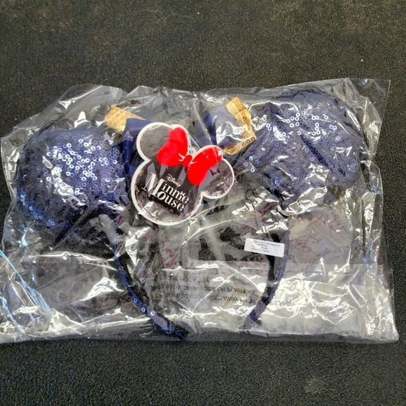 Disney | Accessories | Nwt Disney Minnie Mouse Ears Navy Blue Gold ...